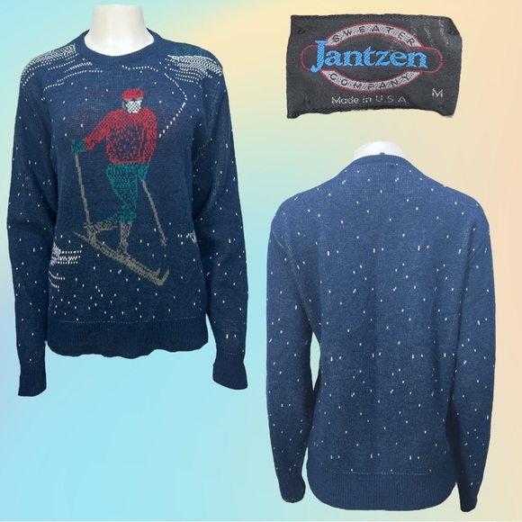 Jantzen | Sweaters | Rare Hard To Find Vtg 9s Navy Jantzen Sweater W ...